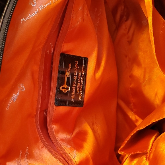 Michael Rome | Bags | Michael Rome Brown Croco Embossed Leather Bag ...